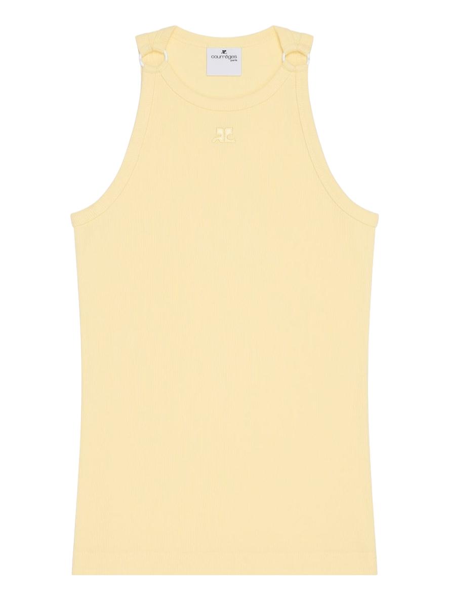 COURREGES Courreges Ribbed Tank Top with Metal Embellishments